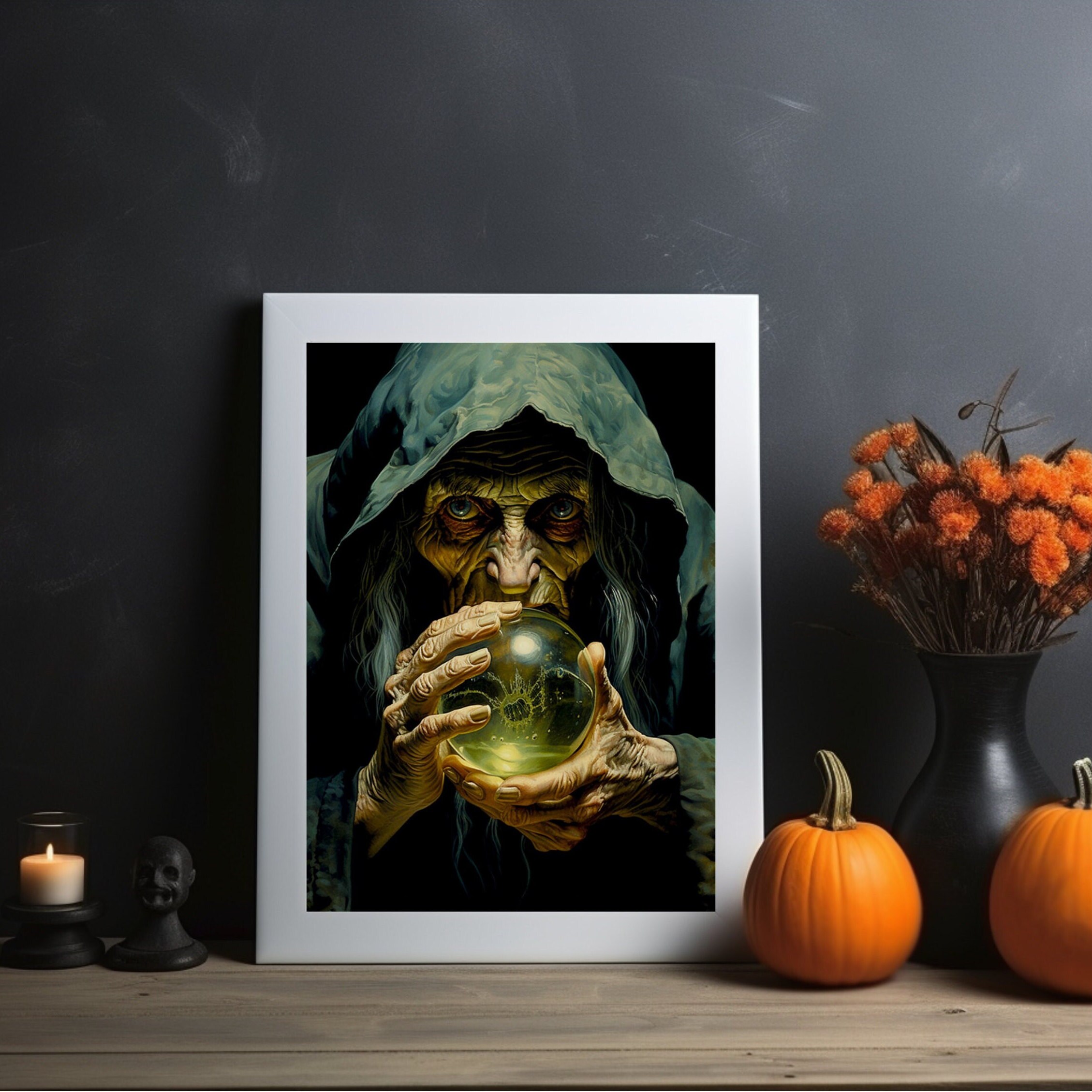 Witch Crystal Ball Print | Spooky Poster | Halloween Poster | Witch ...