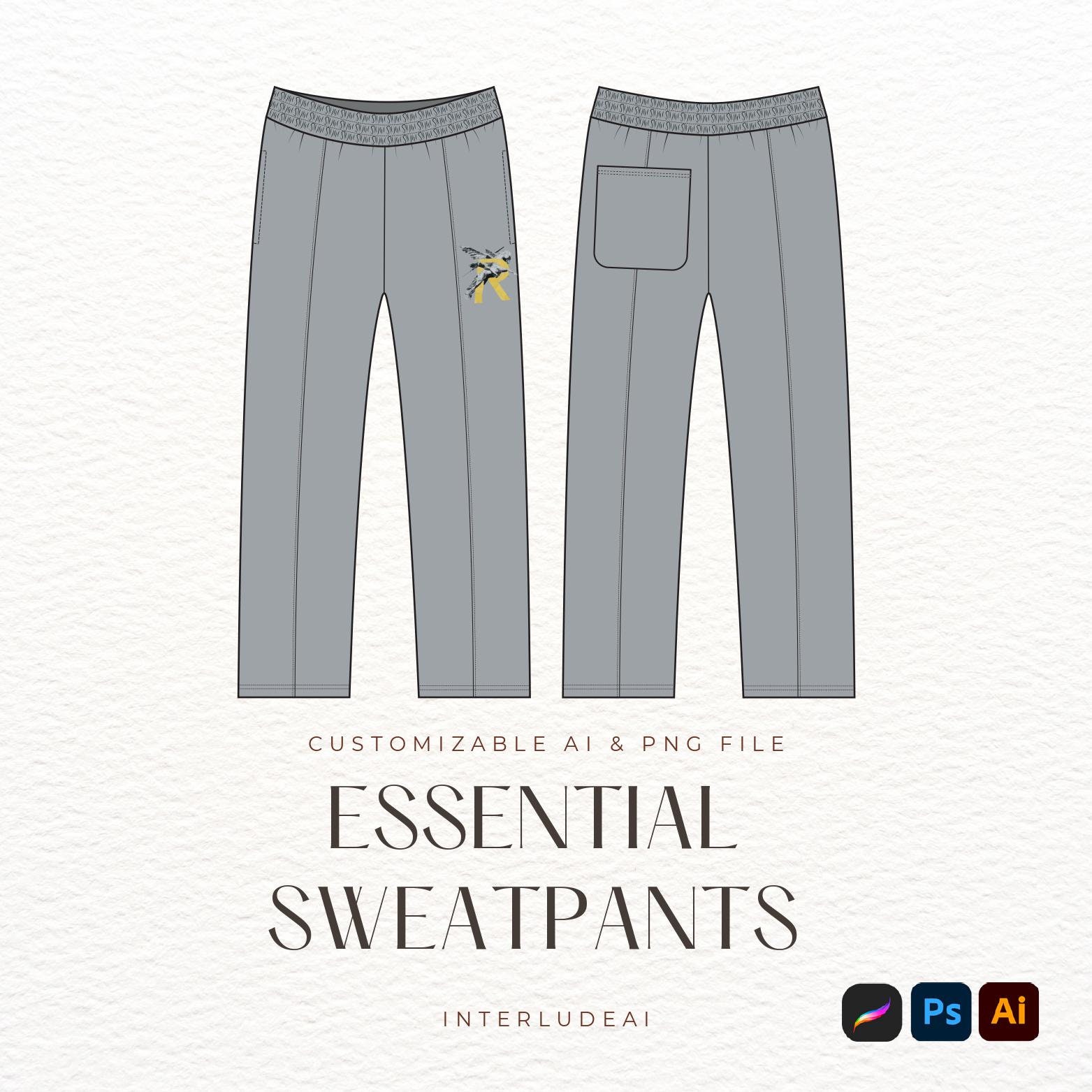 Streetwear Oversized Flared Joggers Mockup Vector Adobe Illustrator ...