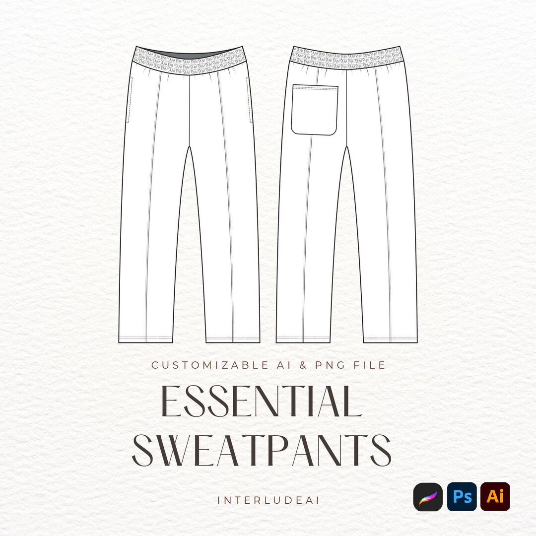 Streetwear Oversized Flared Joggers Mockup Vector Adobe Illustrator ...