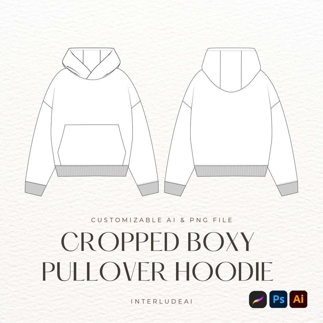 Streetwear Oversized Boxy Cropped Pullover Hoodie Mockup Vector ...