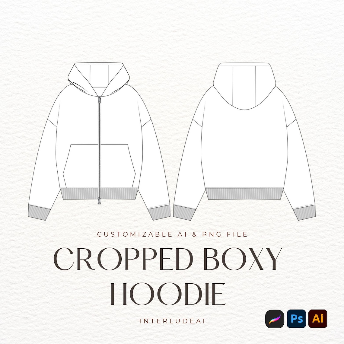 Streetwear Vector Zip up Hoodie Template Hoodie Mockup Vector Tech Pack ...