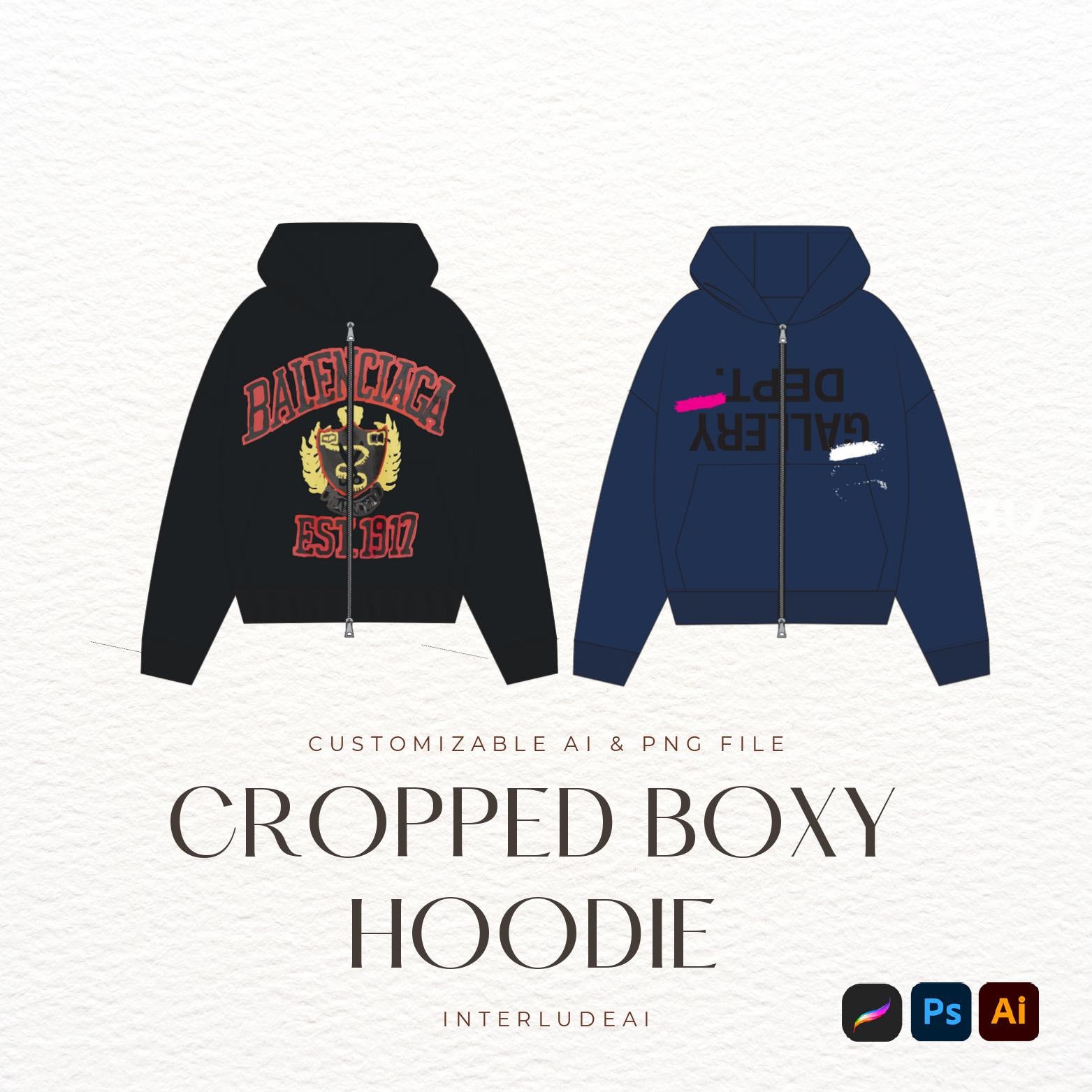 Streetwear Vector Zip up Hoodie Template Hoodie Mockup Vector Tech Pack ...