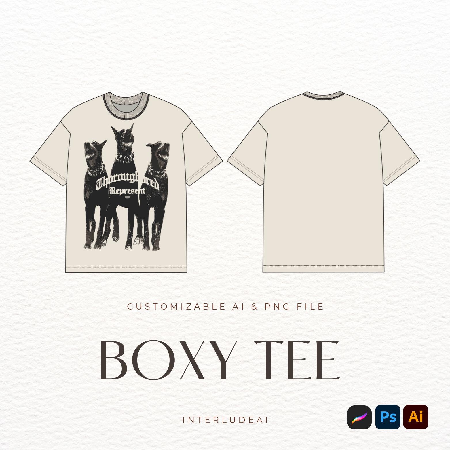 Streetwear Oversized Fit Boxy T Shirt Tee Mockup Vector Illustrator ...