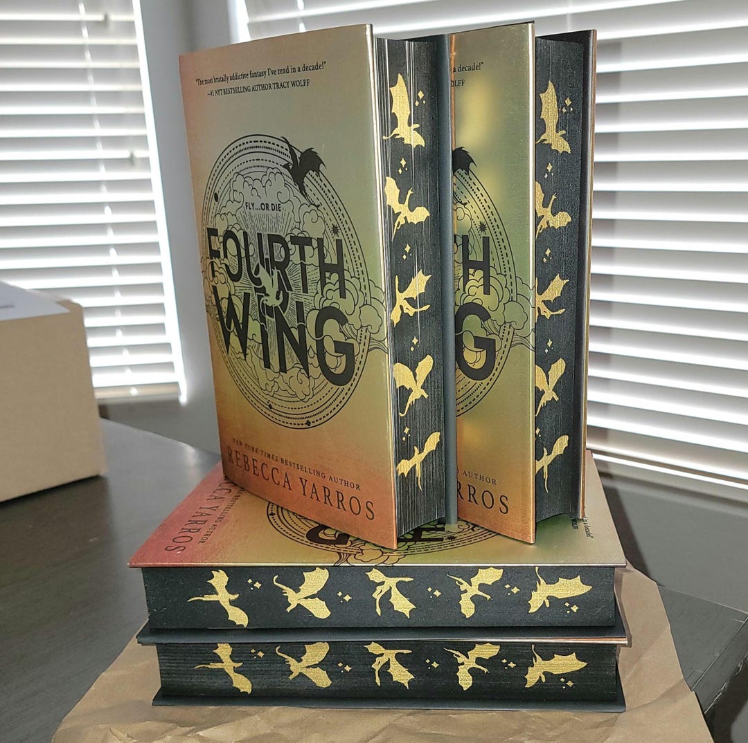 Fourth Wing With Dragon Sprayed Edges Gold and Black - Etsy