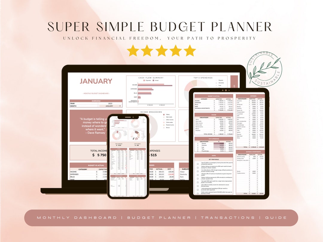 SUPER SIMPLE Budget Planner Monthly Financial Planner Google ...