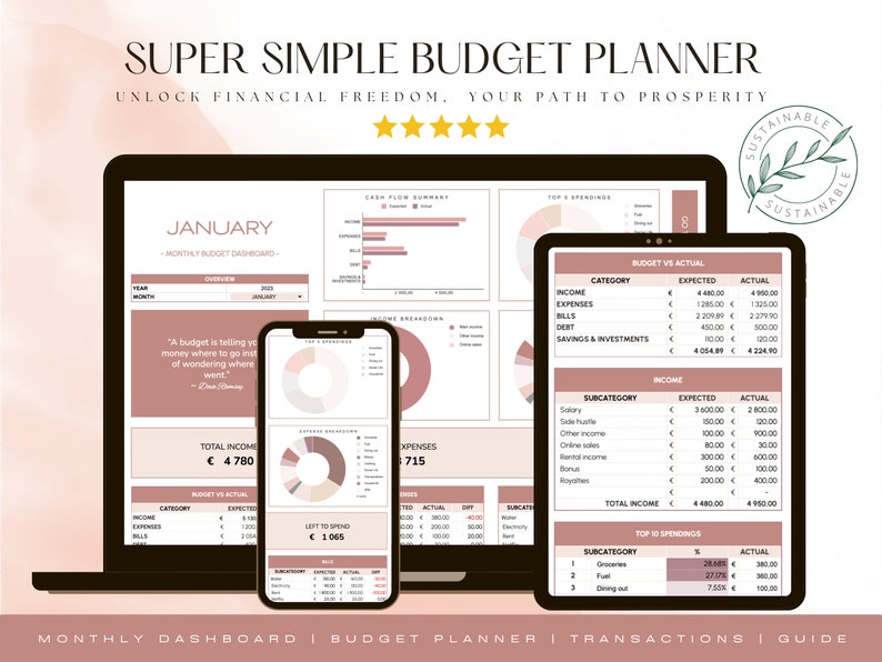 SUPER SIMPLE Budget Planner Monthly Financial Planner Google ...
