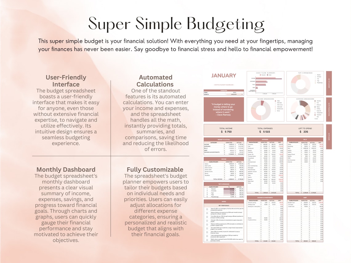 SUPER SIMPLE Budget Planner Monthly Financial Planner Google ...