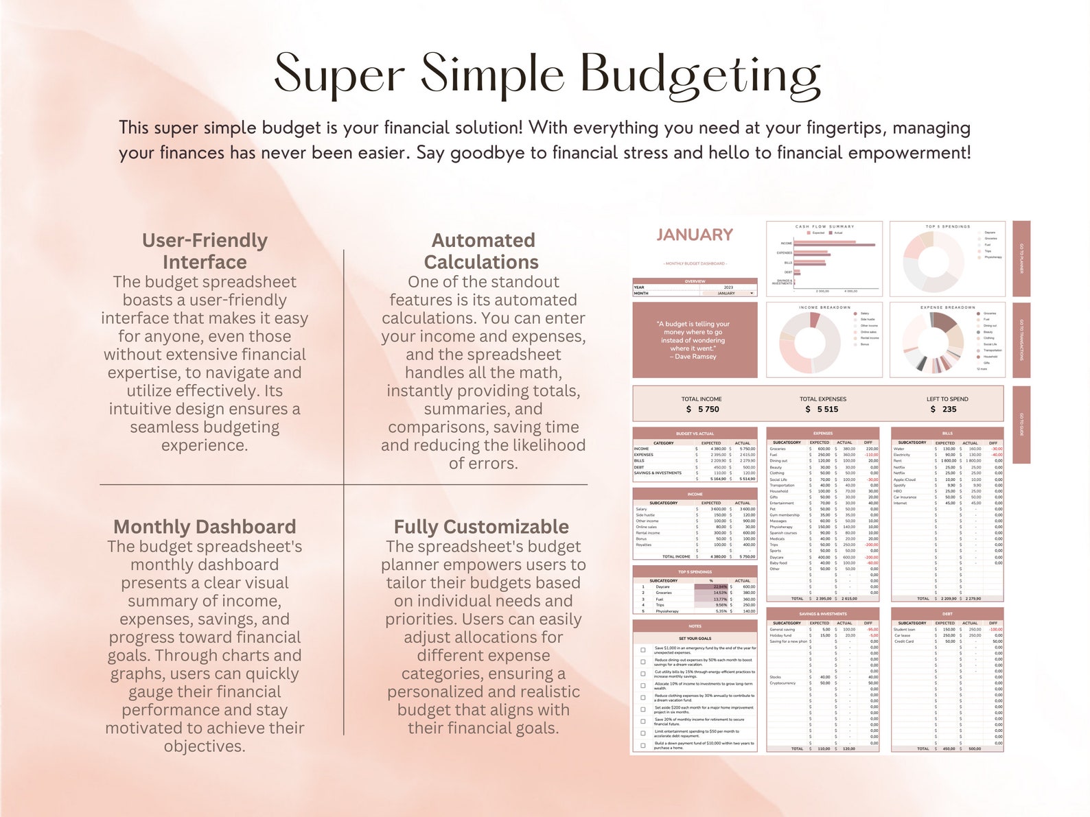 SUPER SIMPLE Budget Planner Monthly Financial Planner Google ...