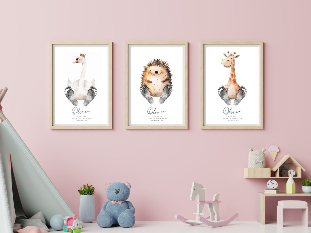 Personalized Keepsake Girl's DIY Footprint Posters Bundle - Swan ...