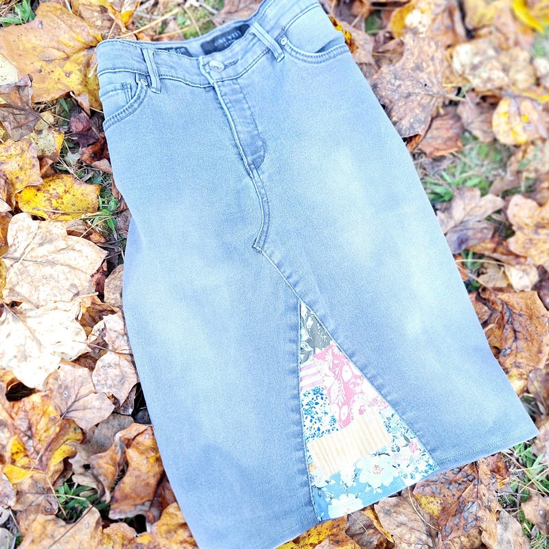 Upcycled Denim Skirt - Etsy