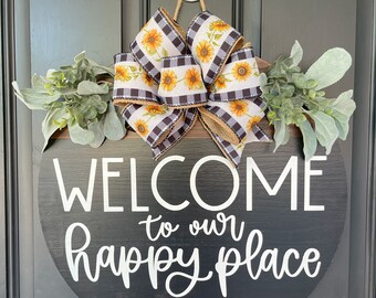Our Happy Place Door Sign - Etsy