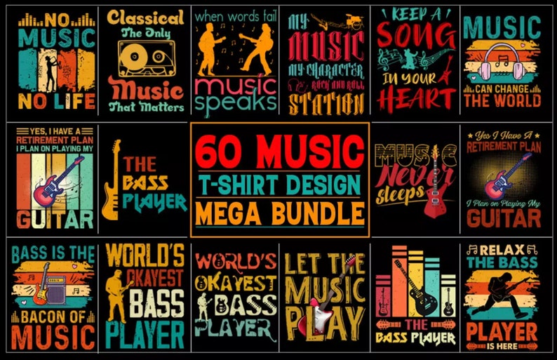 1000 Vintage Rock Band T-shirt Designs Mega Bundle Rock - Etsy