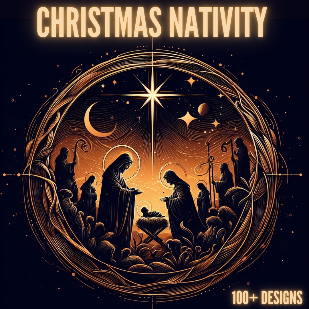 100 Christmas Nativity Logos Digital Bundle Instant Download Commercial ...