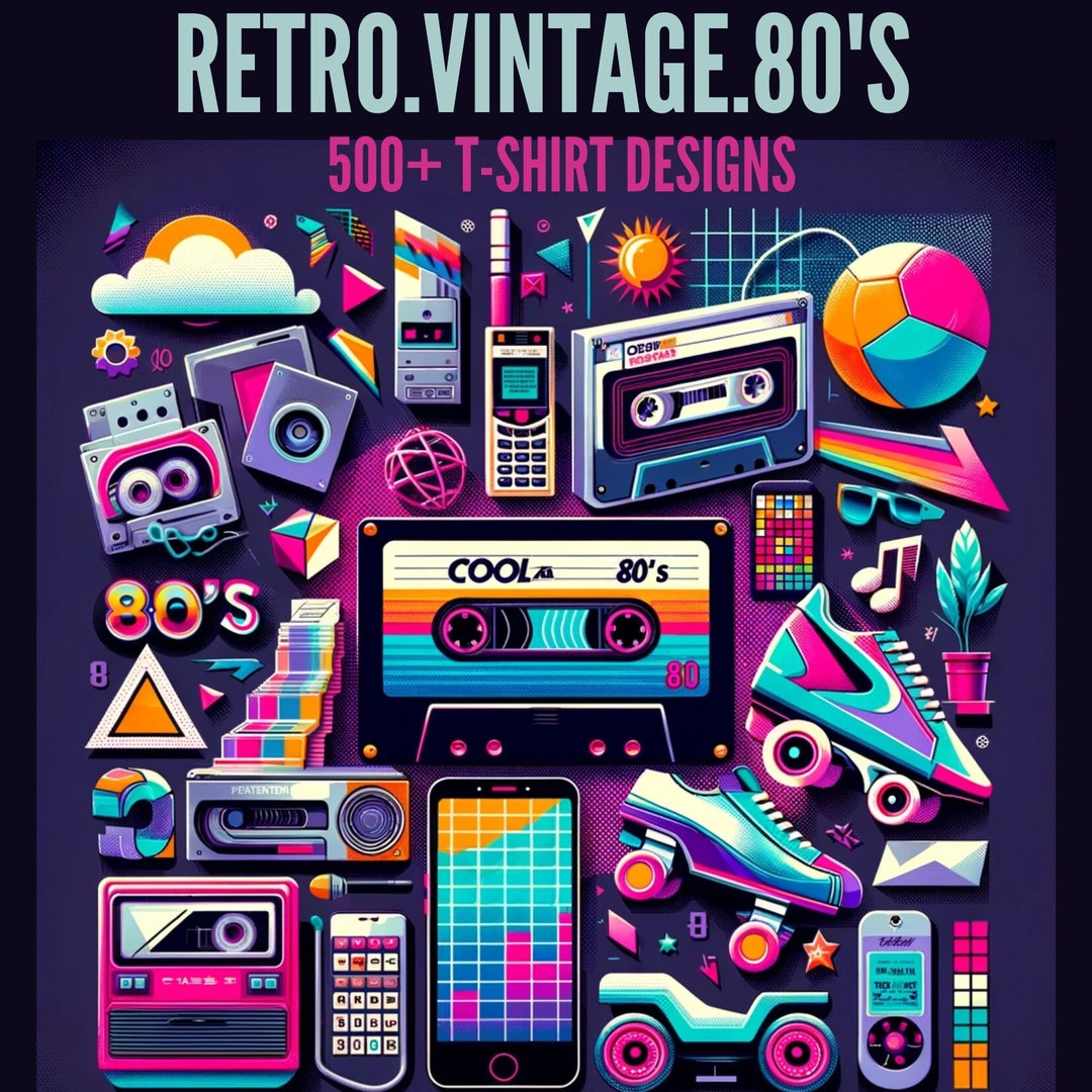 500 Retro Vintage 80's T-shirt Designs Vintage Mega Bundle digital ...