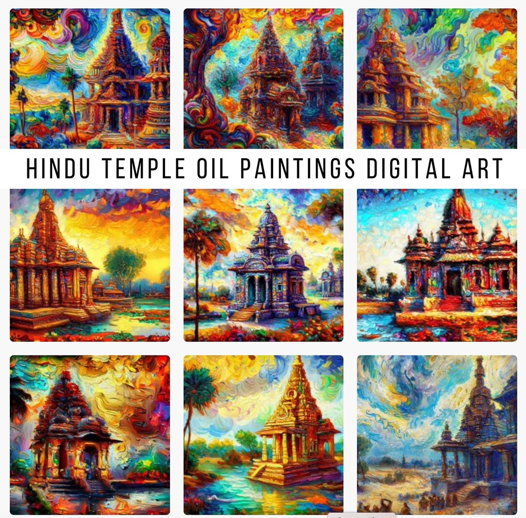 200 Hindu Temple Digital Art Oil Paintings on Canvas - Etsy UK