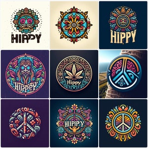100 Hippies Logo Designs Mega Bundle Instant Download Jpg - Etsy