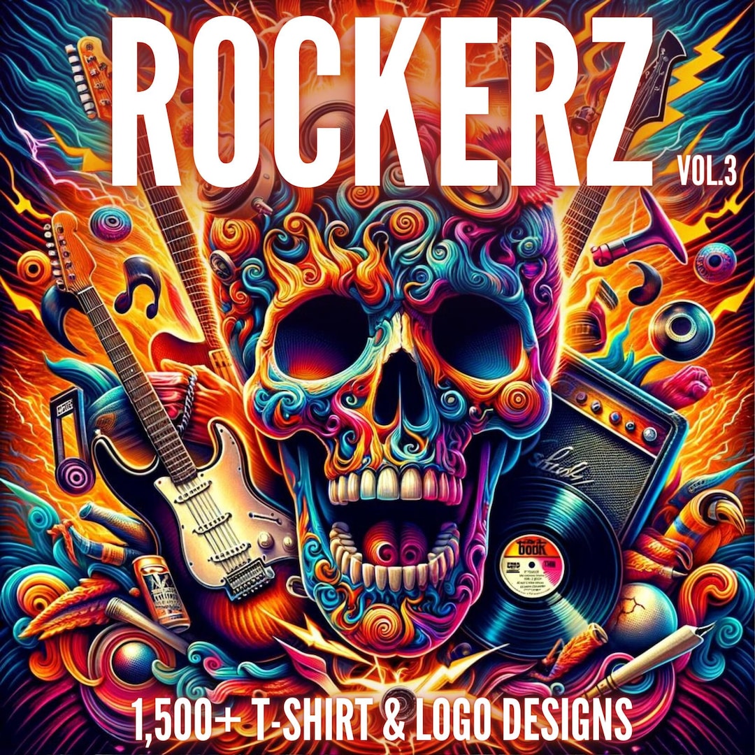 1,500 Rockerz T-shirt & Logo Designs Vol. 3 Mega Bundle Rock Metal Band ...