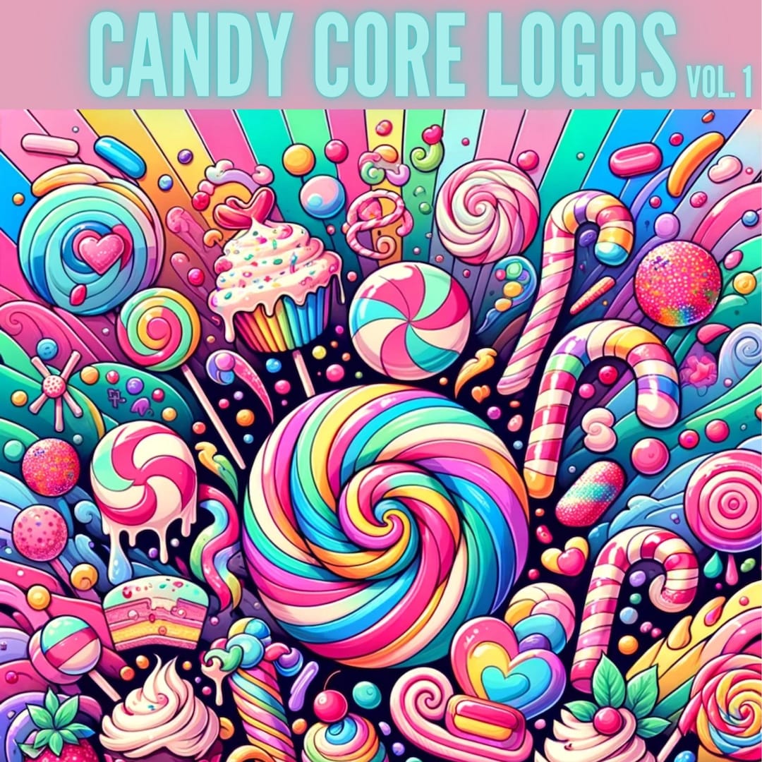 50 Candy Core Logo Designs Instant Download Free Commercial Use Jpg ...