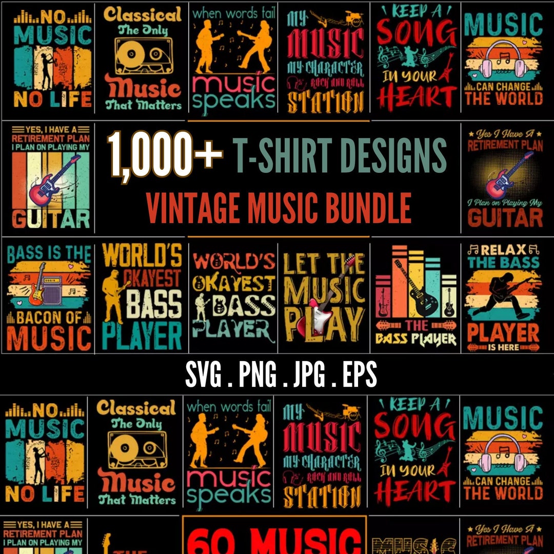 1,000 Vintage Rock Band T-shirt Designs Mega Bundle Rock Metal Band T ...
