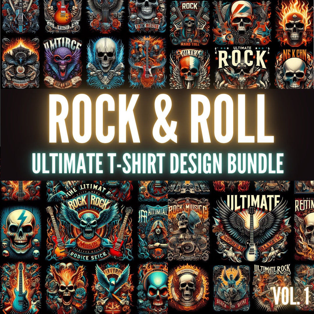 500 Ultimate Rock & Roll T-shirt Designs Mega Bundle SVG Rock Metal ...