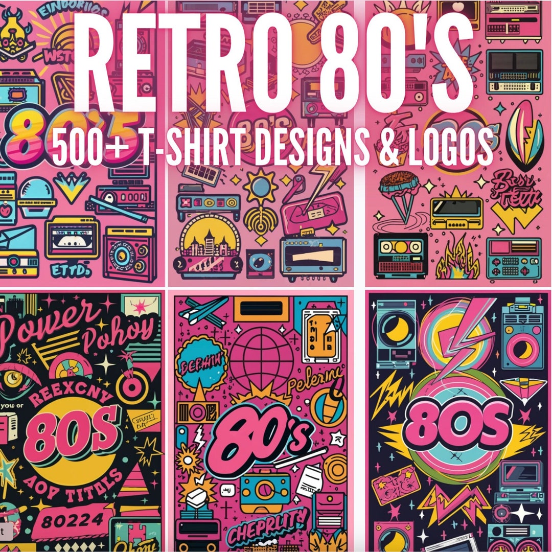 500 Vintage Retro 80's T-shirt Designs Bundle Vintage Retro 80s Digital ...