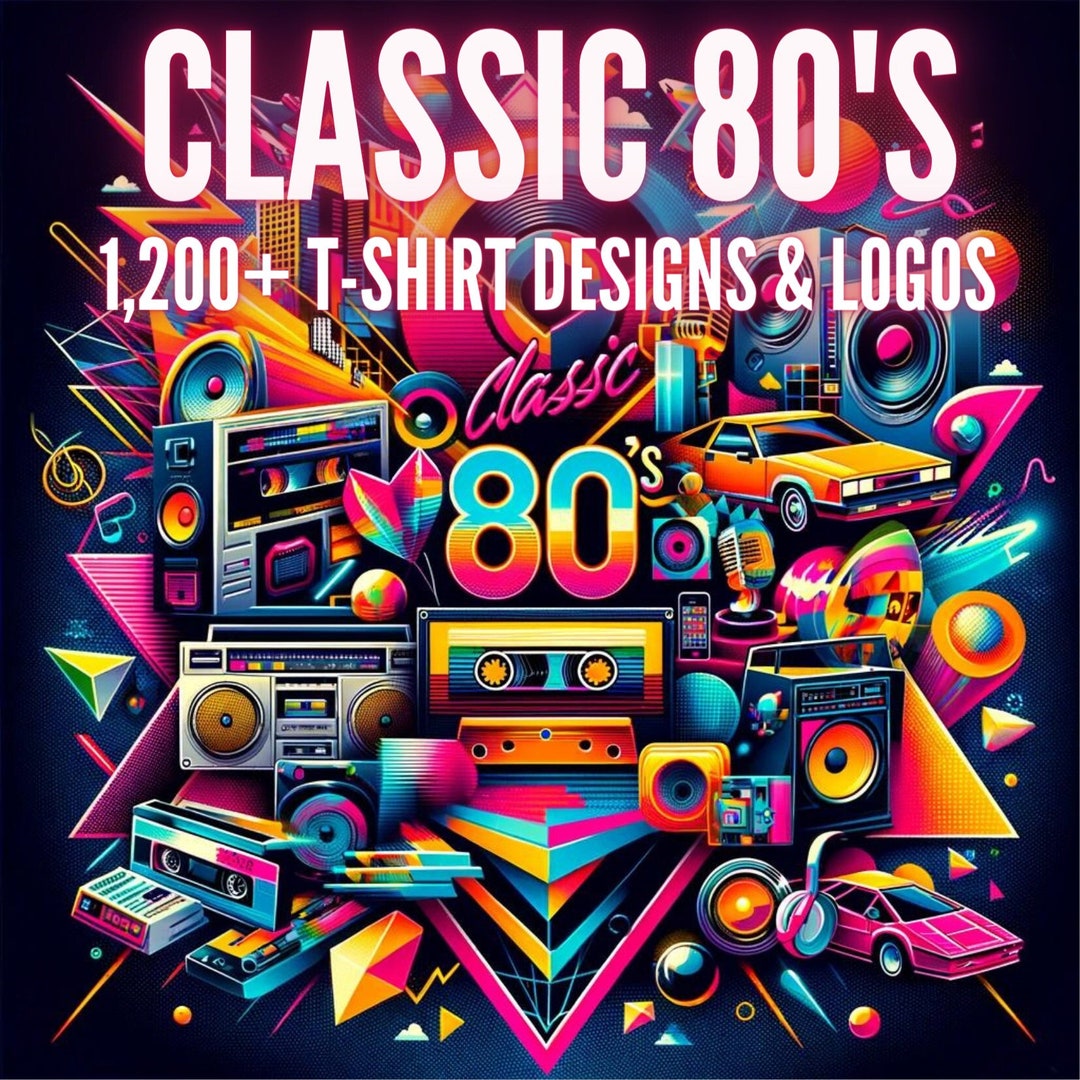 600 Classic 80s T-shirt Designs Mega Bundle Vintage 80s Digital ...