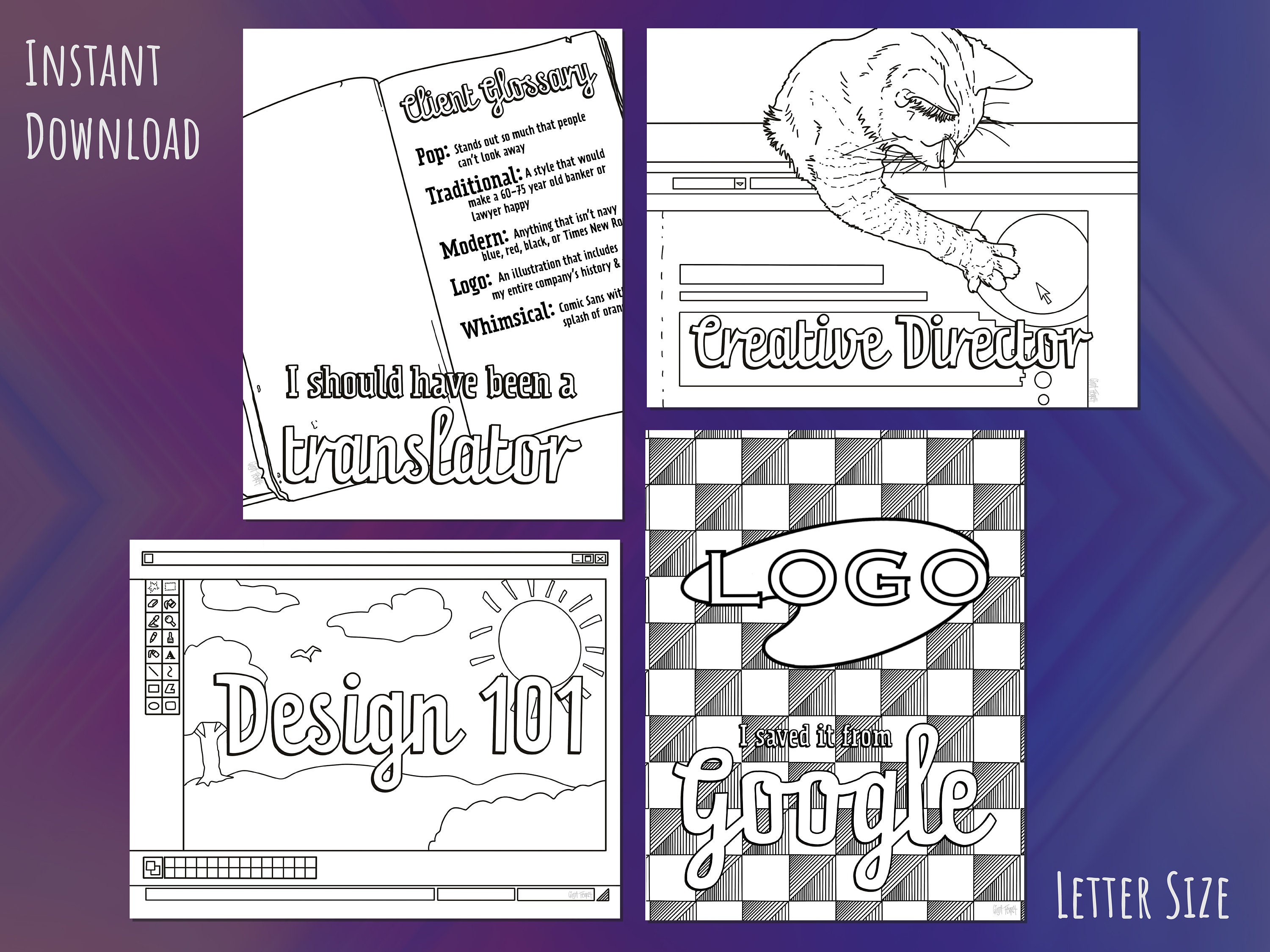 Designer Coloring Pages Instant Download - Etsy