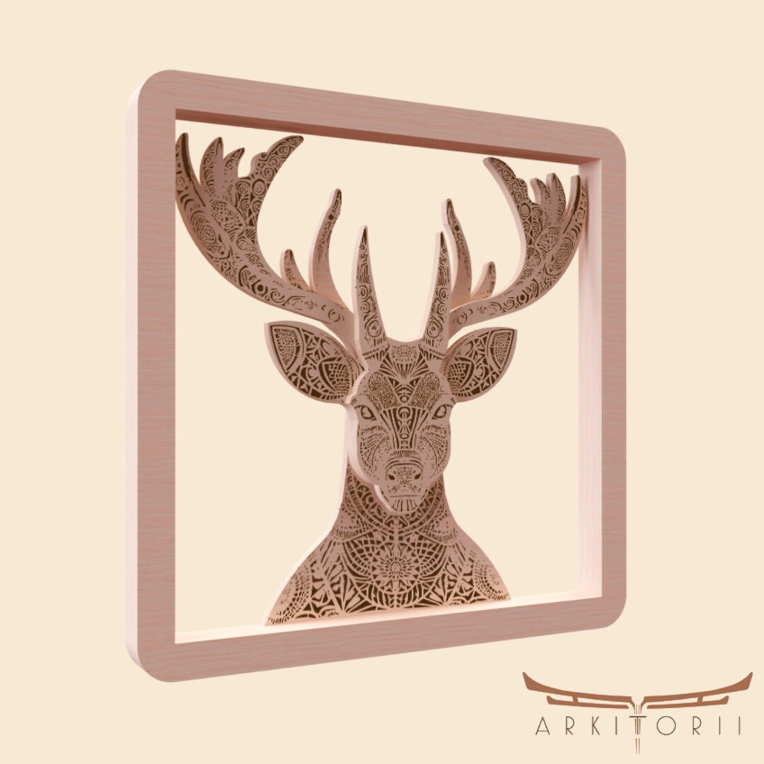Laser Cut Plans - Deer Head Frame - Multilayer Artwork - Lightburn ...