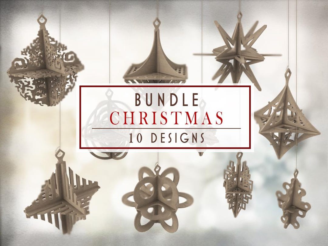 Laser Cut Bundle - Christmas Svg Bundle - 10 Christmas Tree Baubles ...