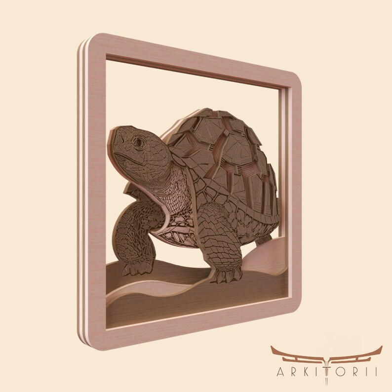 Laser Cut Plans Tortoise Frame Multilayer Artwork Lightburn Turtle ...
