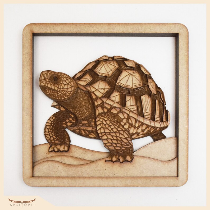 Laser Cut Plans Tortoise Frame Multilayer Artwork Lightburn Turtle ...
