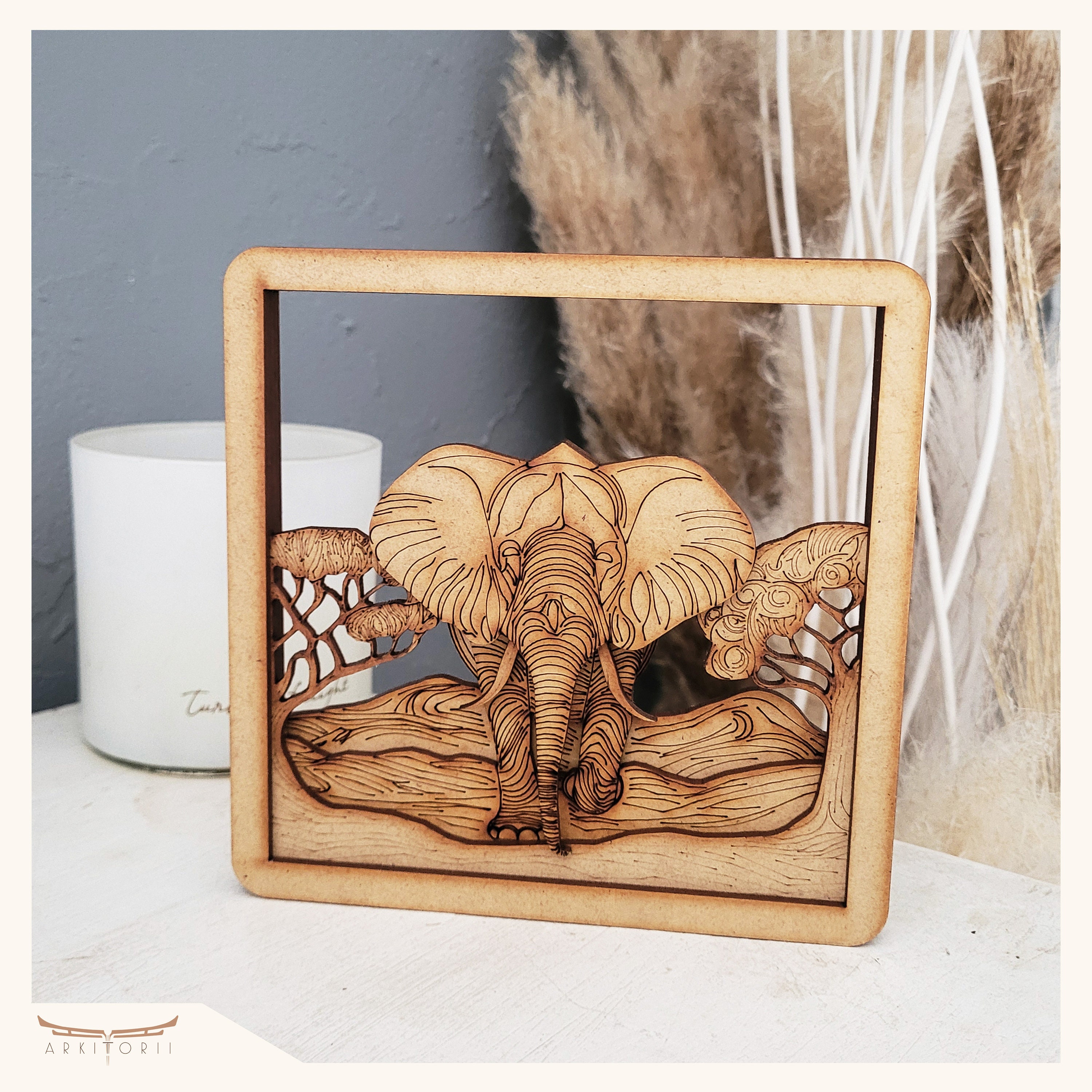 Laser Cut Plans - Elephant Frame - Multilayer Artwork - Lightburn ...