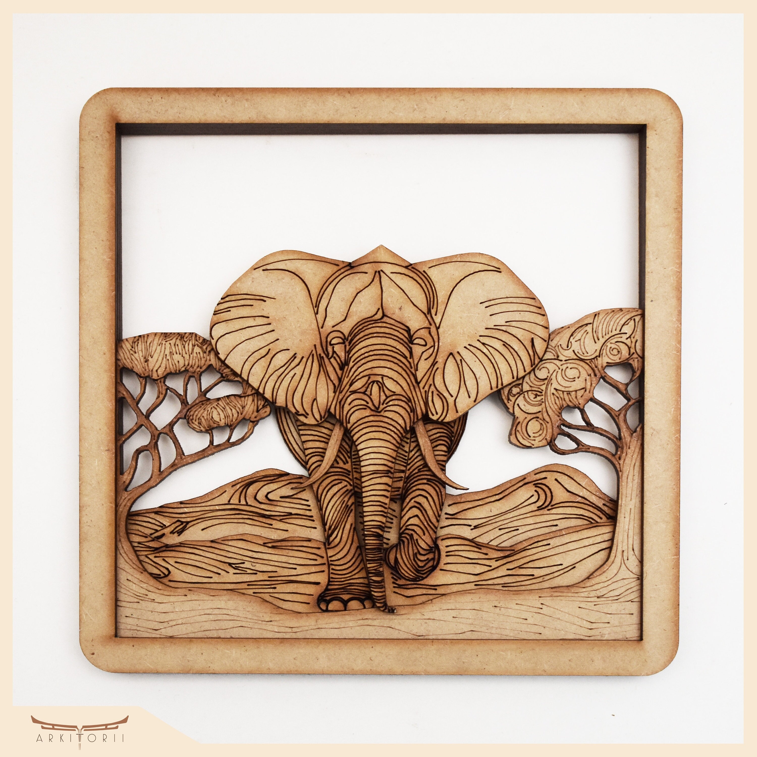 Laser Cut Plans Elephant Frame Multilayer Artwork Lightburn Laser Cut ...