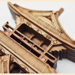 Laser Cut Files - Wood Art Wall Decor, Japanese Temple Floating Island ...