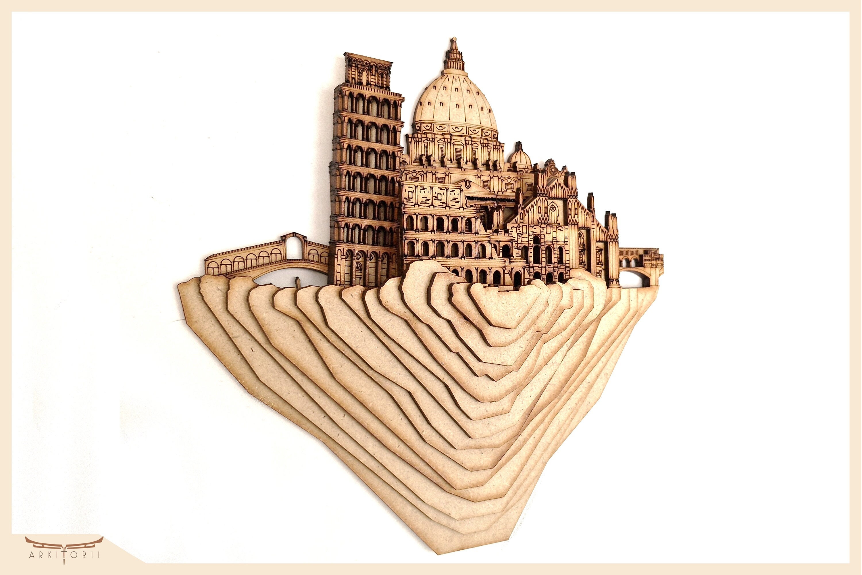 Laser Cut Files - Wood Art Wall Decor, Italy Floating Island ...