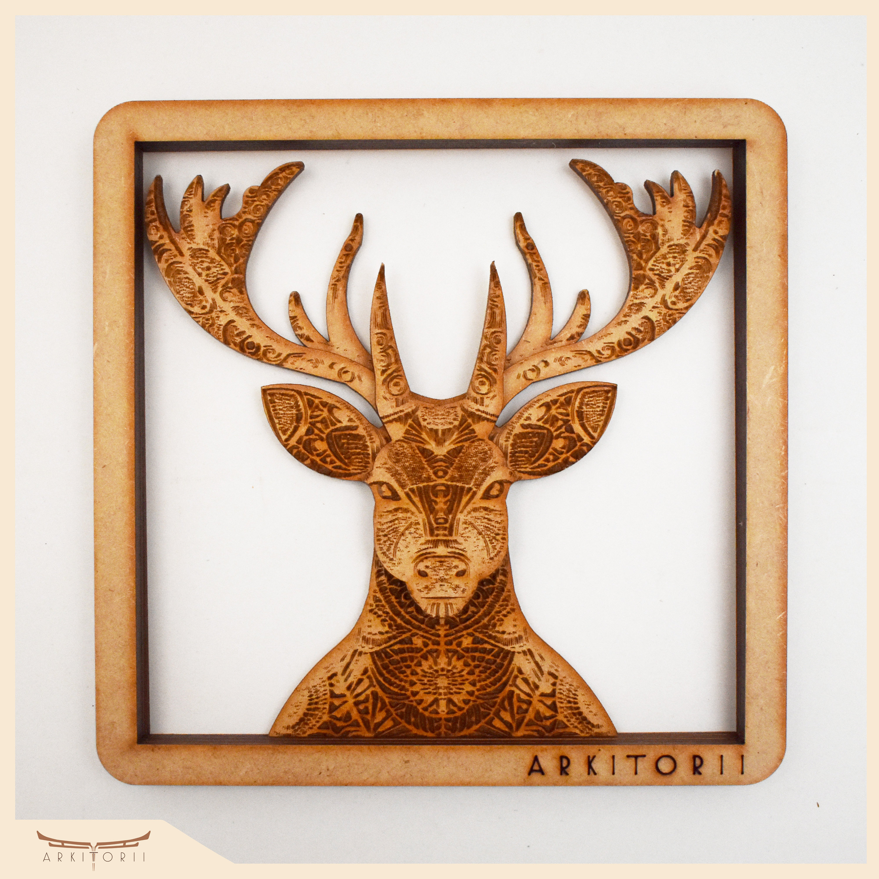 Laser Cut Plans Deer Head Frame Multilayer Artwork Lightburn Design ...