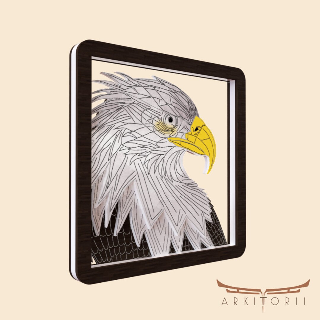 Laser Cut Plans Eagle Frame Multilayer Artwork Lightburn Bald Eagle Svg ...