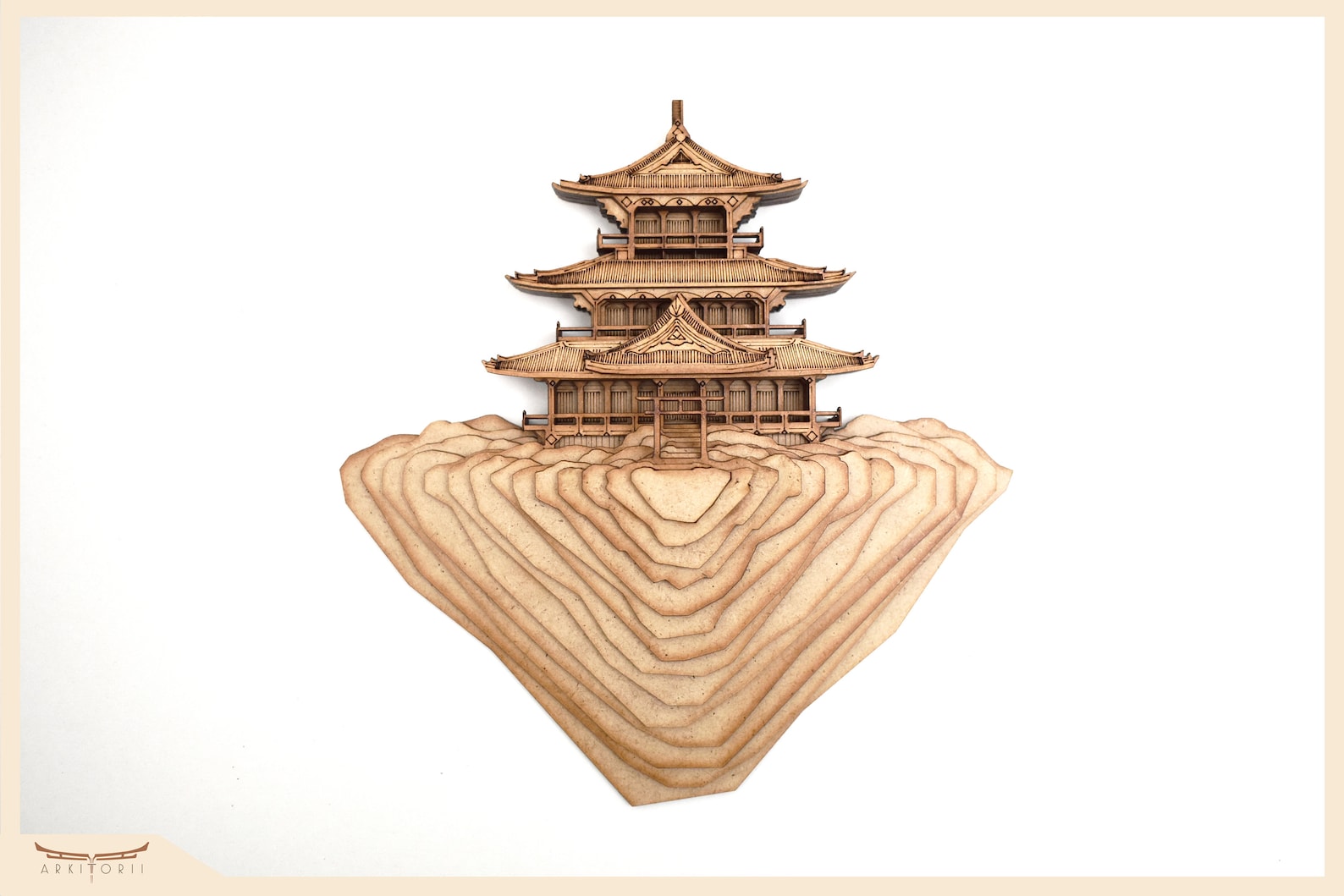 Laser Cut Files - Wood Art Wall Decor, Japanese Temple Floating Island ...