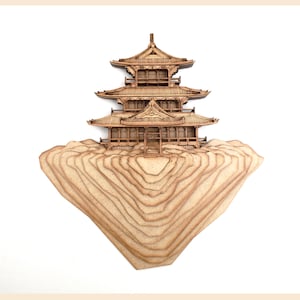 Laser Cut Files - Wood Art Wall Decor, Japanese Temple Floating Island ...