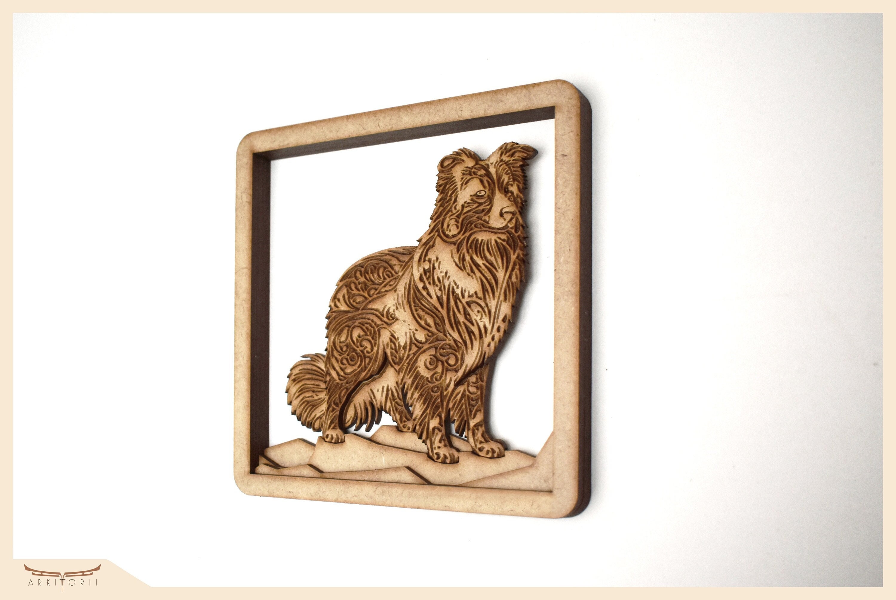 Laser Cut Plans Dog Border Collie Frame Multilayer Artwork Lightburn ...