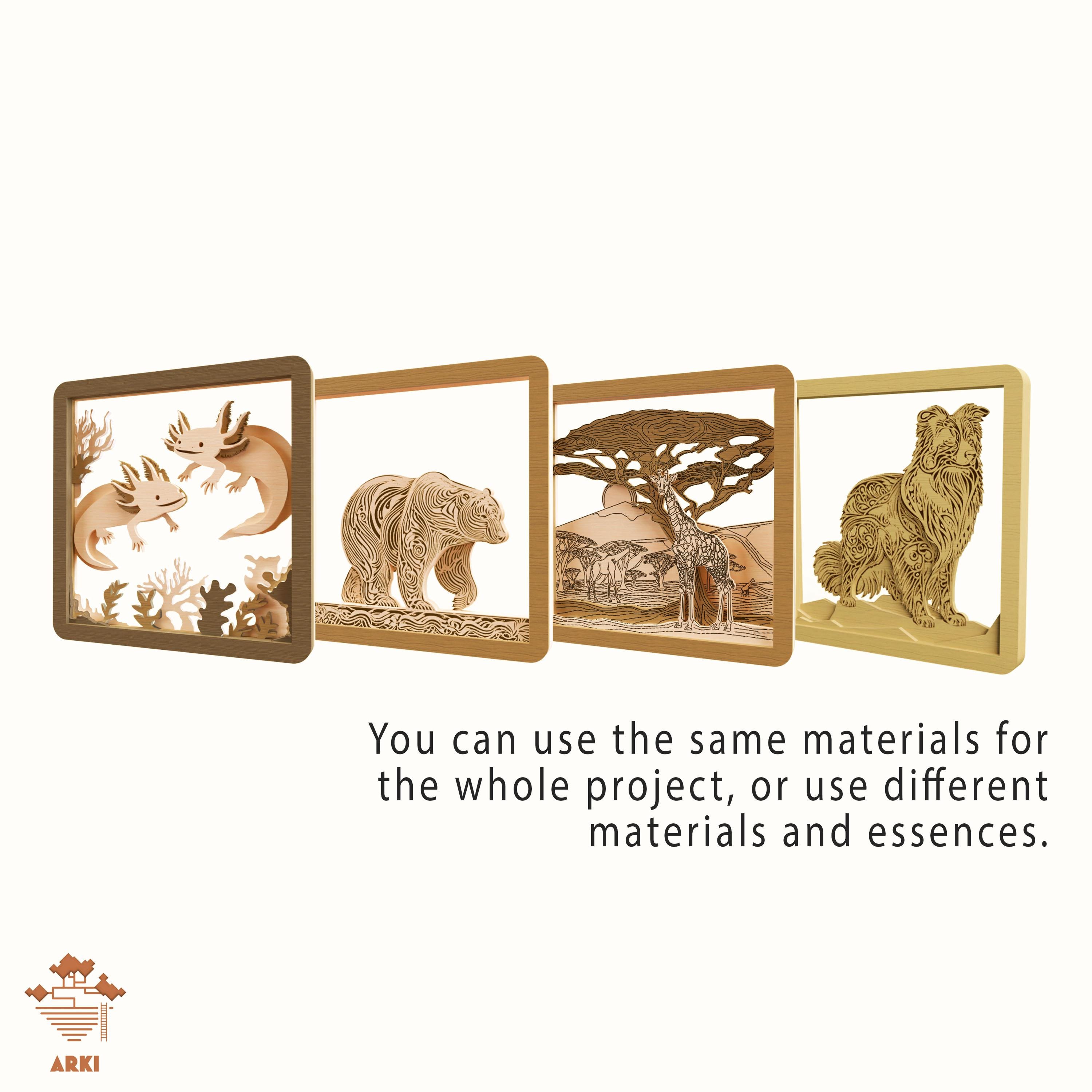 Laser Cut Bundle - 20 Animal Frames - Multilayer Svg - Lightburn ...
