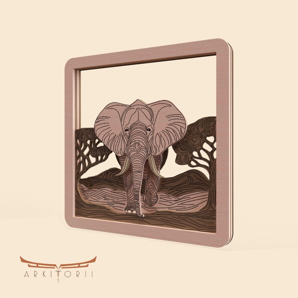 Laser Cut Plans - Elephant Frame - Multilayer Artwork - Lightburn ...