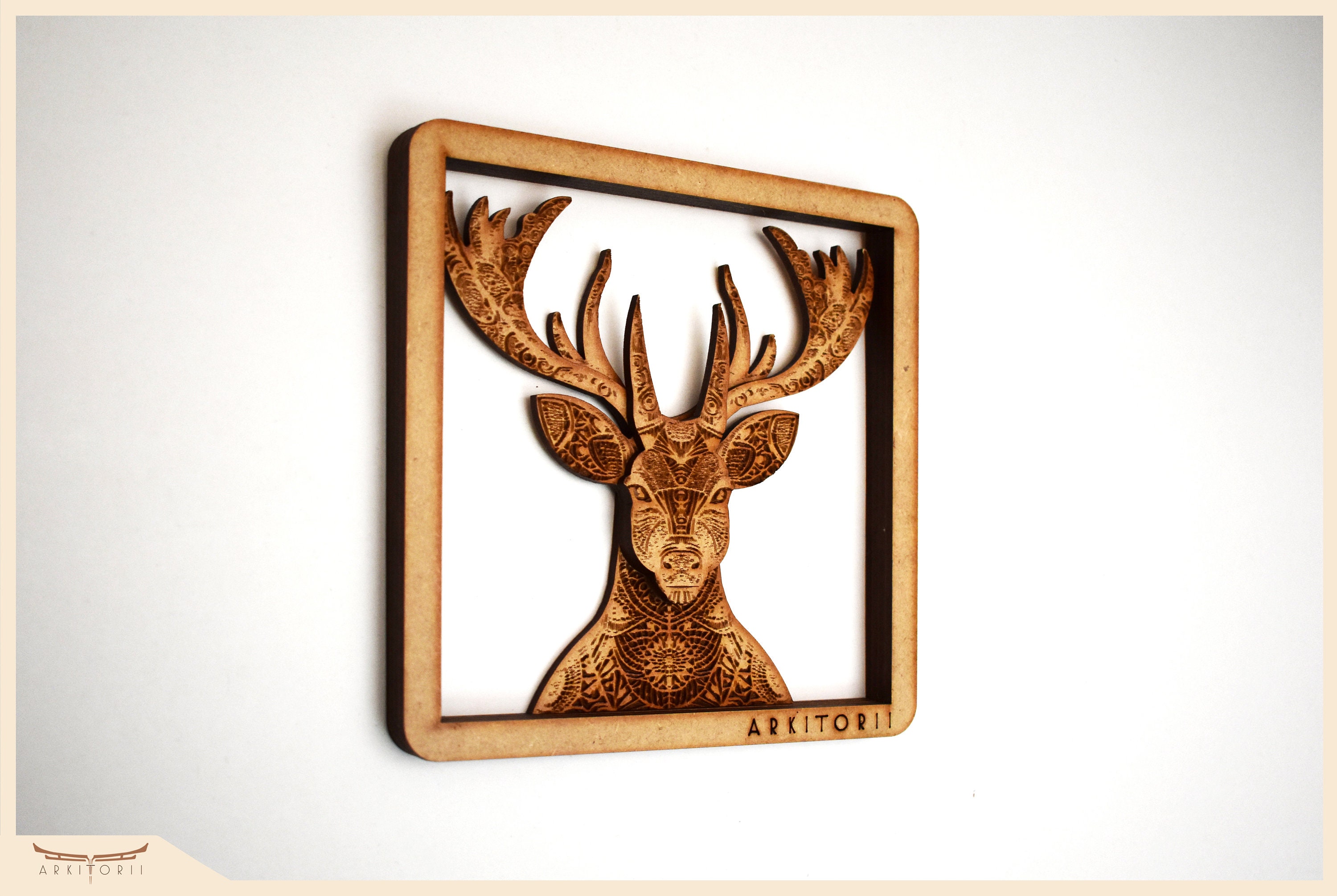 Laser Cut Plans Deer Head Frame Multilayer Artwork Lightburn Design ...