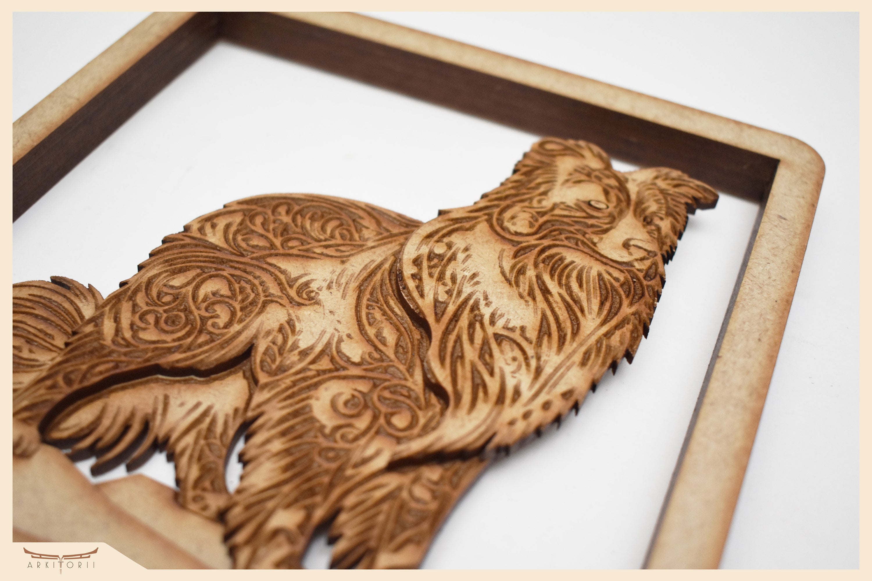Laser Cut Plans Dog Border Collie Frame Multilayer Artwork Lightburn ...