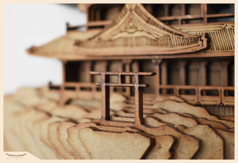 Laser Cut Files - Wood Art Wall Decor, Japanese Temple Floating Island ...