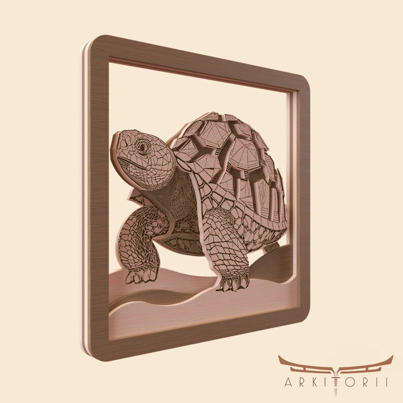 Laser Cut Plans Tortoise Frame Multilayer Artwork Lightburn Turtle ...