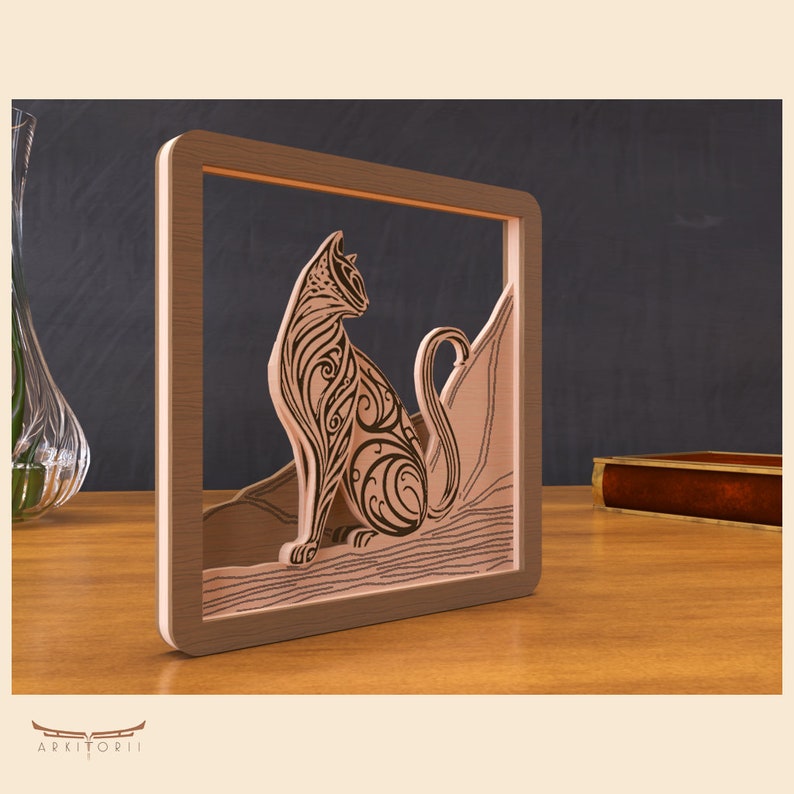 Laser Cut Plans Cat Frame Multilayer Artwork Lightburn Cat Svg Cat ...