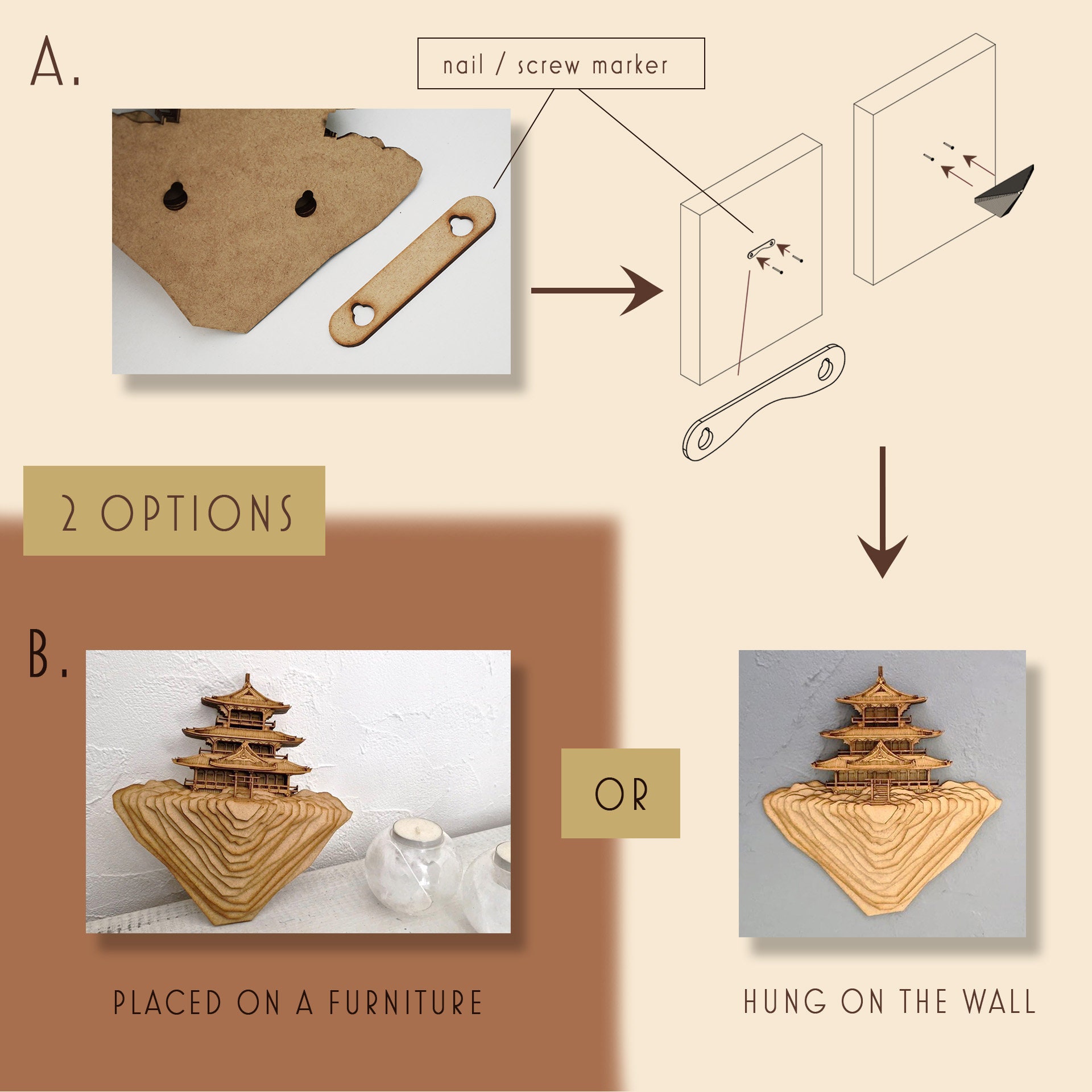 Laser Cut Files - Wood Art Wall Decor, Japanese Temple Floating Island ...