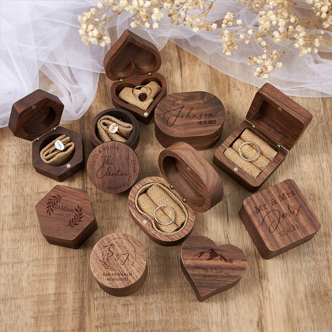 Personalized Wedding Ring Box Custom Wood Ring Box - Etsy