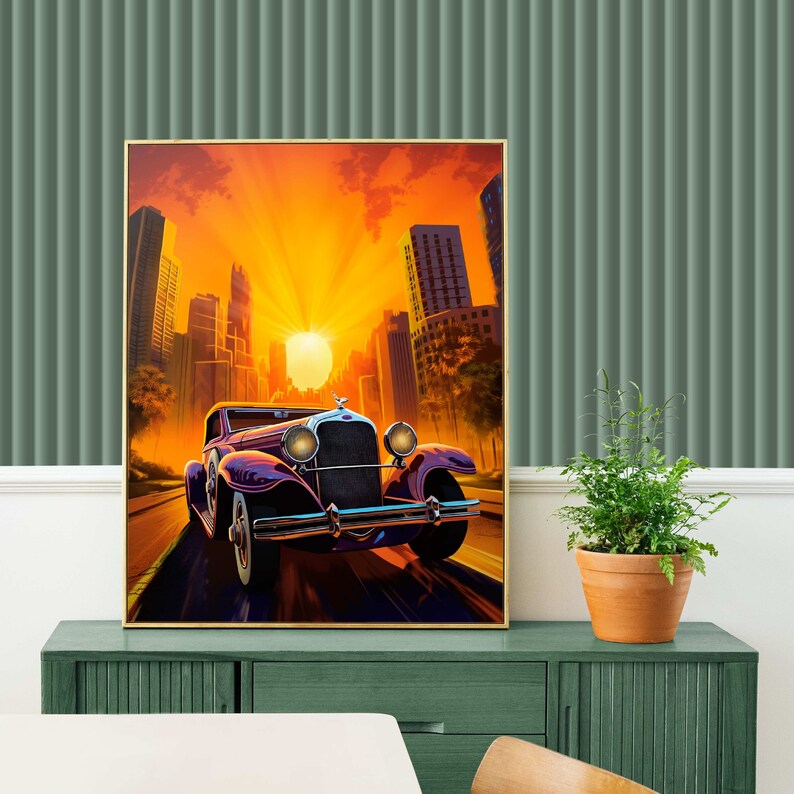 Old Timer Cartoon Art Digital Poster Vibrant Old Timer Photo City Wall ...